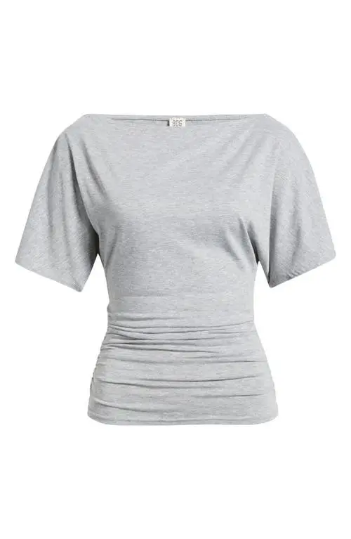 BDG URBAN OUTFITTERS Ruched Boat Neck Top - Grey