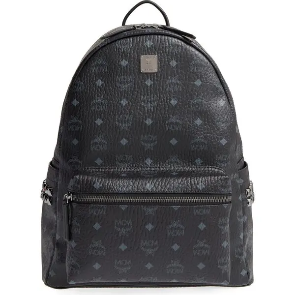 Mcm Medium Stark Visetos Studded Backpack - Black