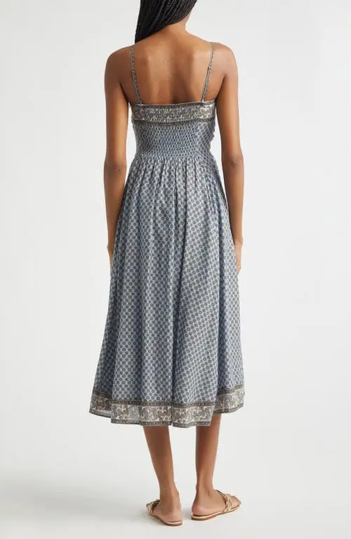 Veronica Beard Lana Ruched Medallion & Paisley Print Midi Dress