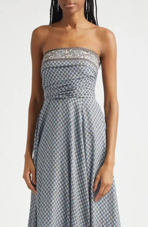 Veronica Beard Lana Ruched Medallion & Paisley Print Midi Dress