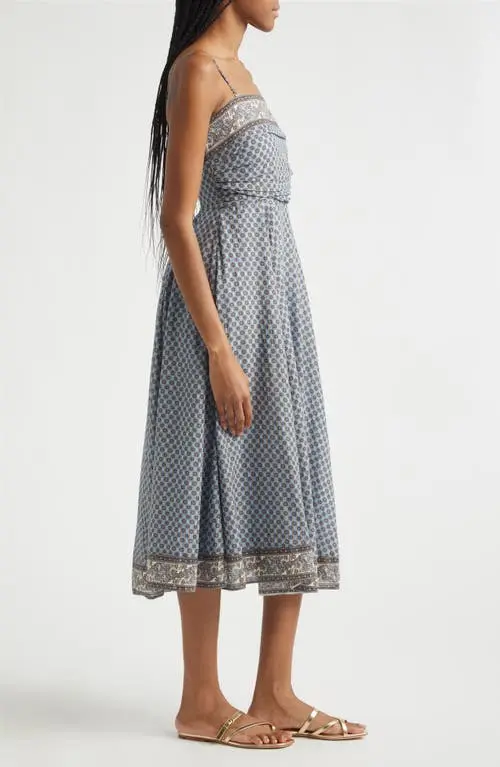 Veronica Beard Lana Ruched Medallion & Paisley Print Midi Dress