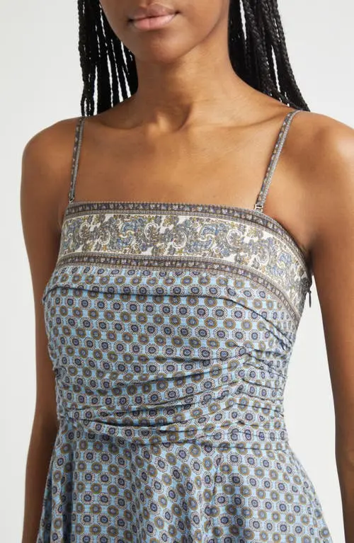 Veronica Beard Lana Ruched Medallion & Paisley Print Midi Dress