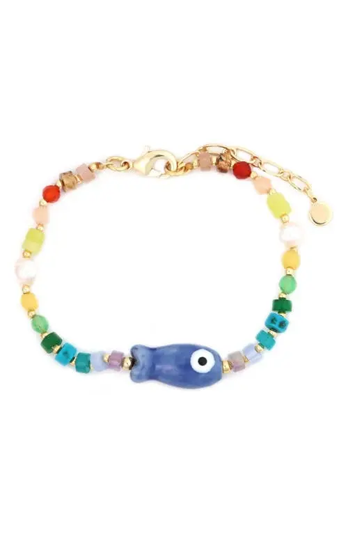 PANACEA Beaded Fish Charm Bracelet - Multi