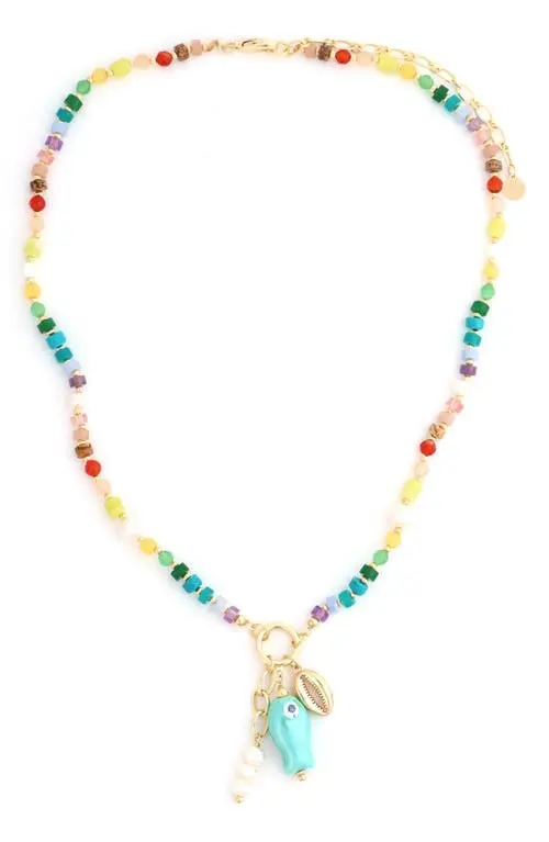 PANACEA Beaded Fish Pendant Necklace - Multi