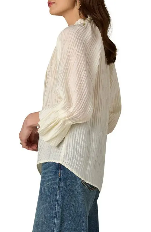 Wit & Wisdom Pleated Tie Neck Top - Ivory