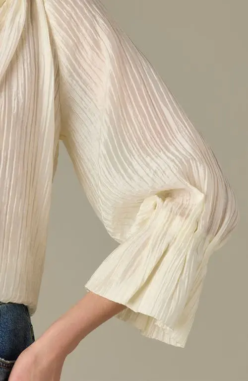 Wit & Wisdom Pleated Tie Neck Top - Ivory