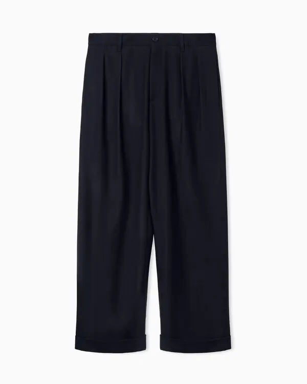 Giorgio Armani Pure Virgin Wool Double-pleat Trousers - Blue