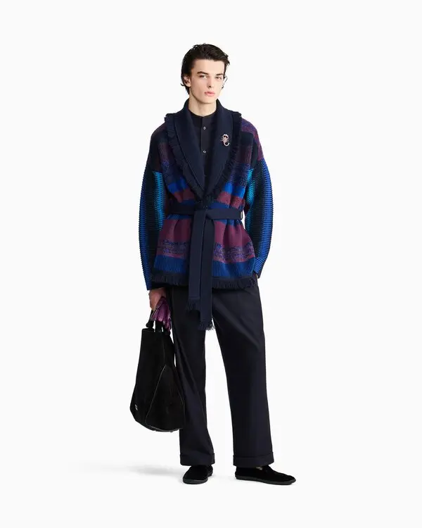 Giorgio Armani Pure Virgin Wool Double-pleat Trousers - Blue