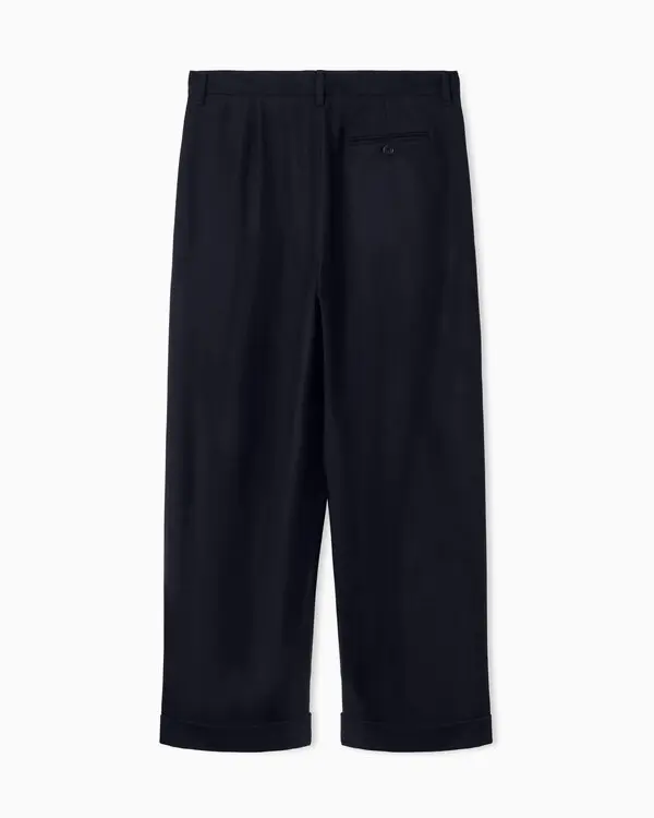 Giorgio Armani Pure Virgin Wool Double-pleat Trousers - Blue