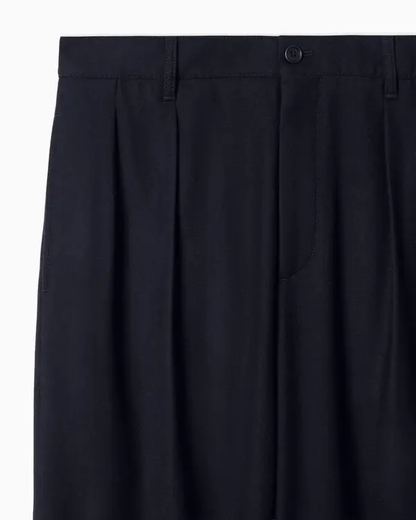 Giorgio Armani Pure Virgin Wool Double-pleat Trousers - Blue