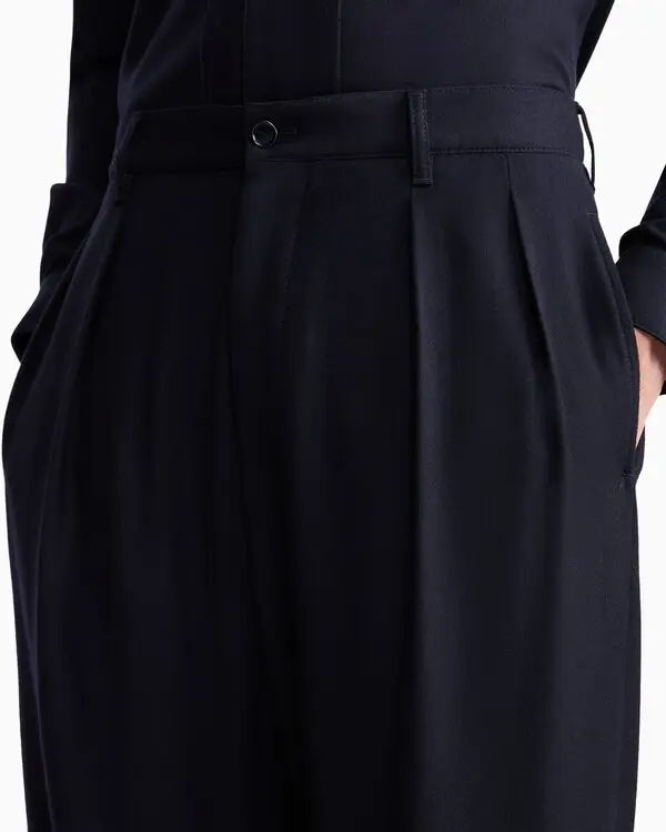Giorgio Armani Pure Virgin Wool Double-pleat Trousers - Blue