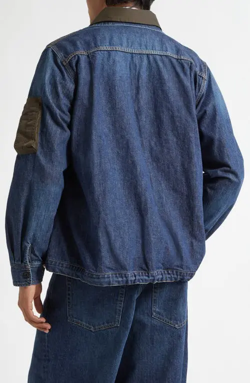 Sacai Mixed Media Blouson Jacket - Blue