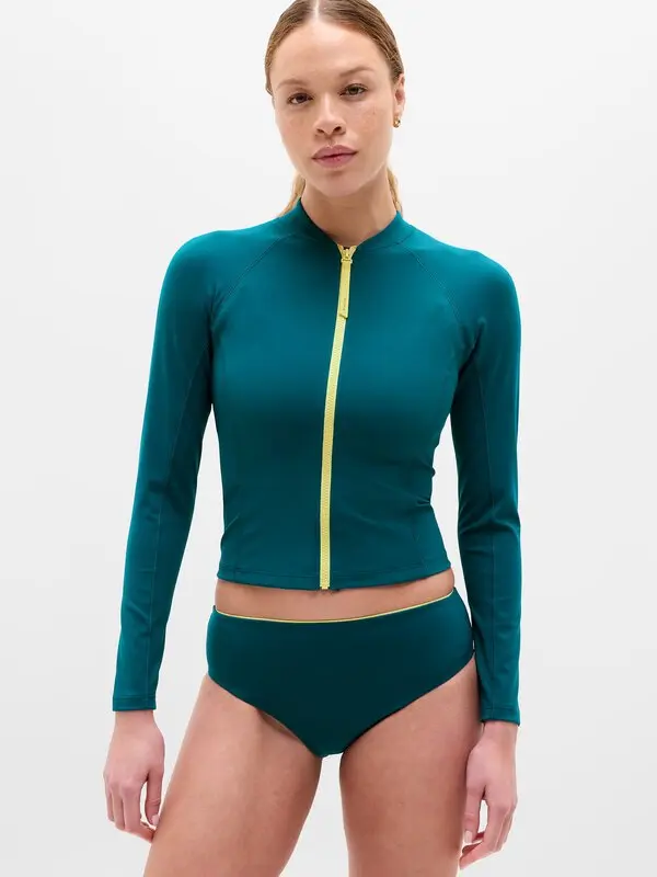 Athleta Zip-front Rashguard - Coastal Teal/spark