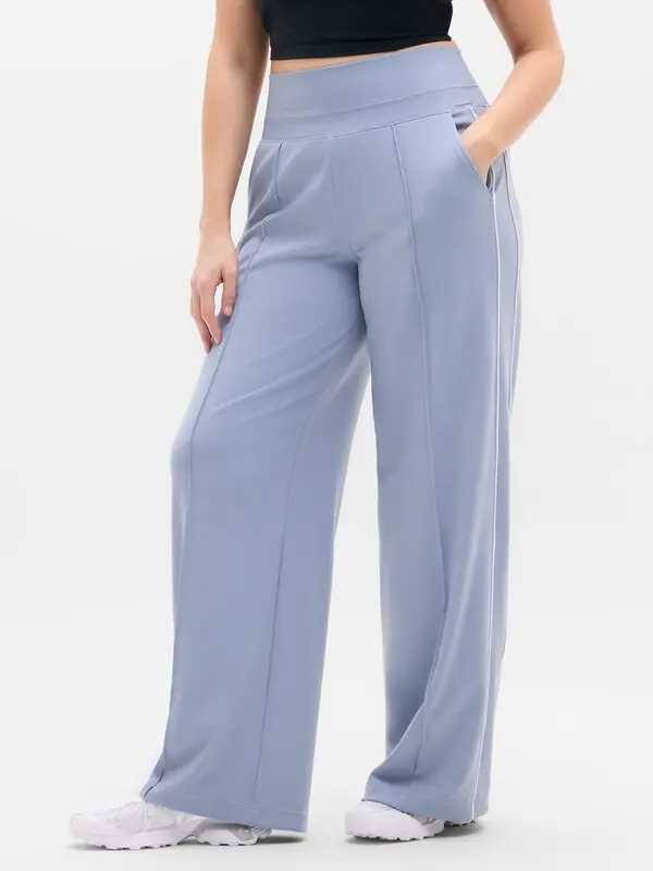 Athleta Venice High Rise Track Stripe Wide Leg Pant - Storm/bright White