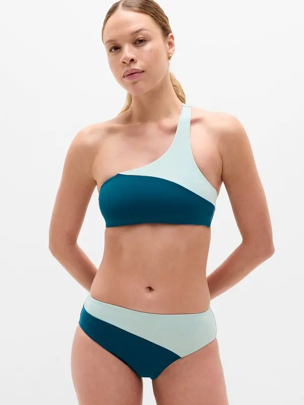 Athleta High Waist Cheeky Colorblock Bikini Bottom - Coastal Teal/current