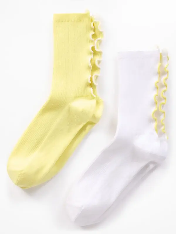 Athleta Ruffle Novelty Crew Sock 2-pack - Spark/bright White