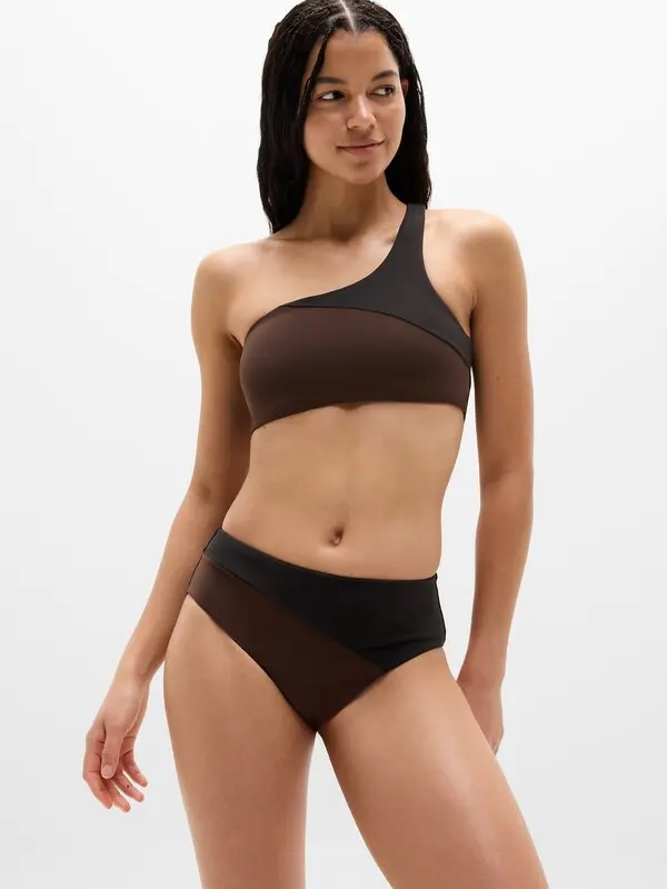 Athleta High Waist Cheeky Colorblock Bikini Bottom - Woodland/black