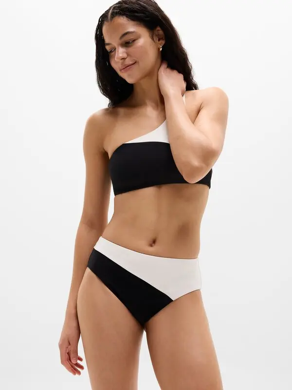 Athleta High Waist Cheeky Bikini Bottom - Black/magnolia White