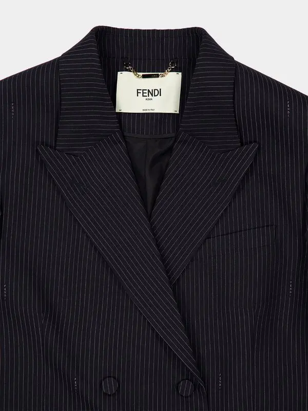 Fendi Pinstriped Wool Double-breasted Blazer