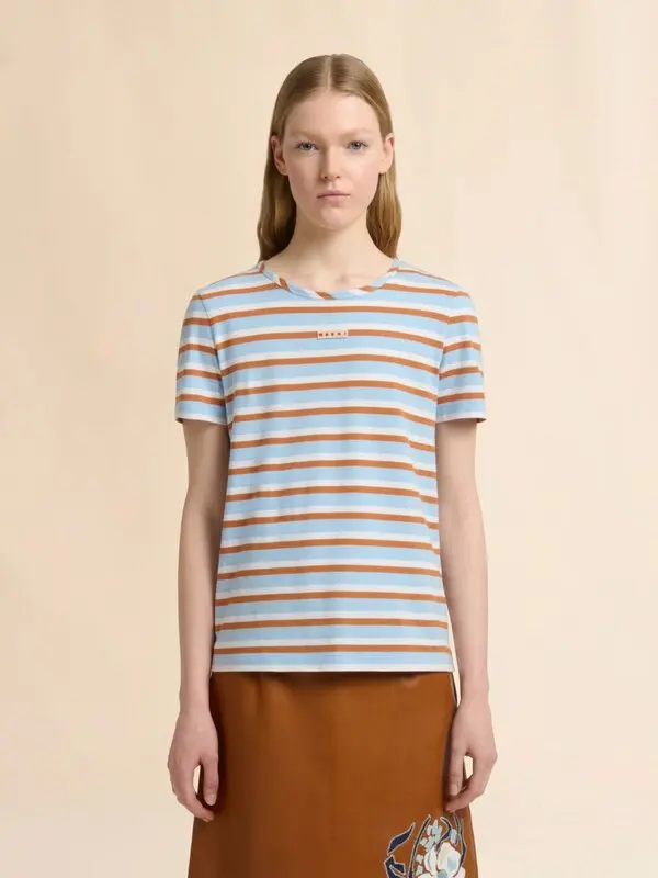 Marni Striped Cotton T-shirt - Blue