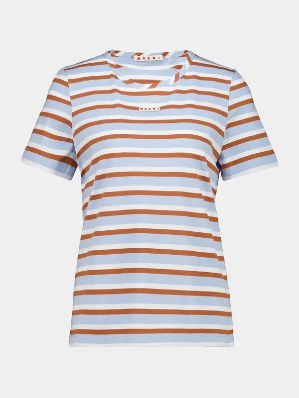 Marni Striped Cotton T-shirt - Blue
