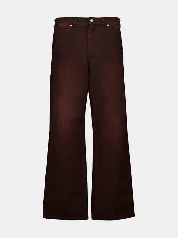 Marni Canvas Pants With Logo Flag Patch - Brown
