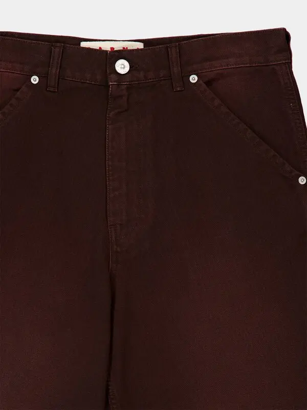 Marni Canvas Pants With Logo Flag Patch