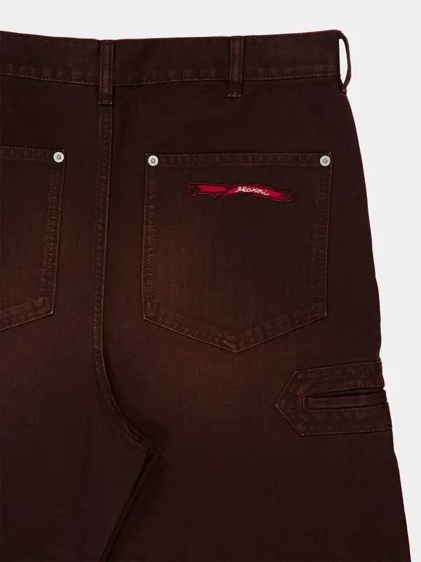 Marni Canvas Pants With Logo Flag Patch