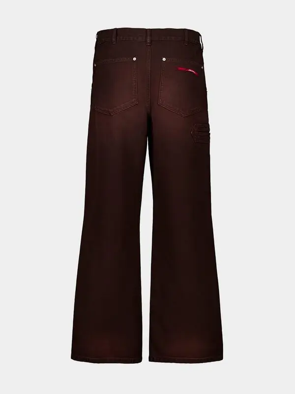 Marni Canvas Pants With Logo Flag Patch - Brown
