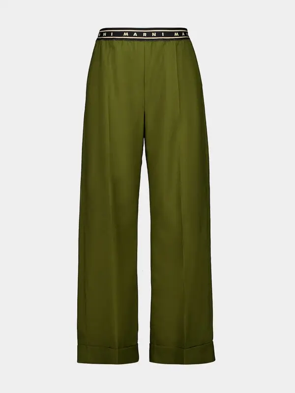 Marni Tropical Wool Straight-leg Trousers - Green
