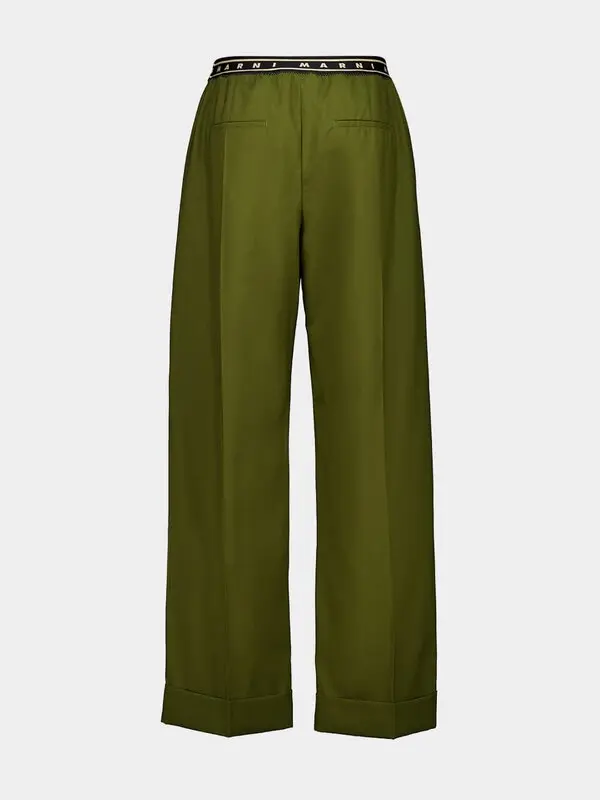 Marni Tropical Wool Straight-leg Trousers - Green