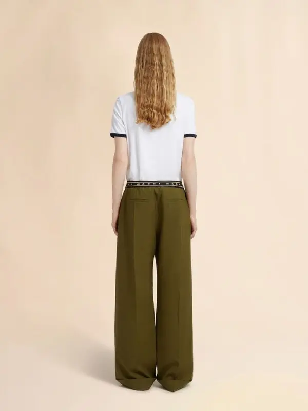 Marni Tropical Wool Straight-leg Trousers - Green