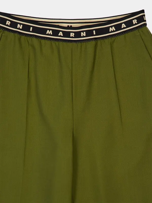 Marni Tropical Wool Straight-leg Trousers - Green