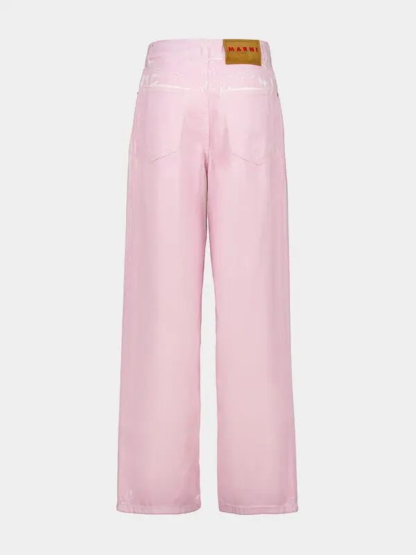 Marni Gummy Logo Patch Straight-leg Jeans - Pink