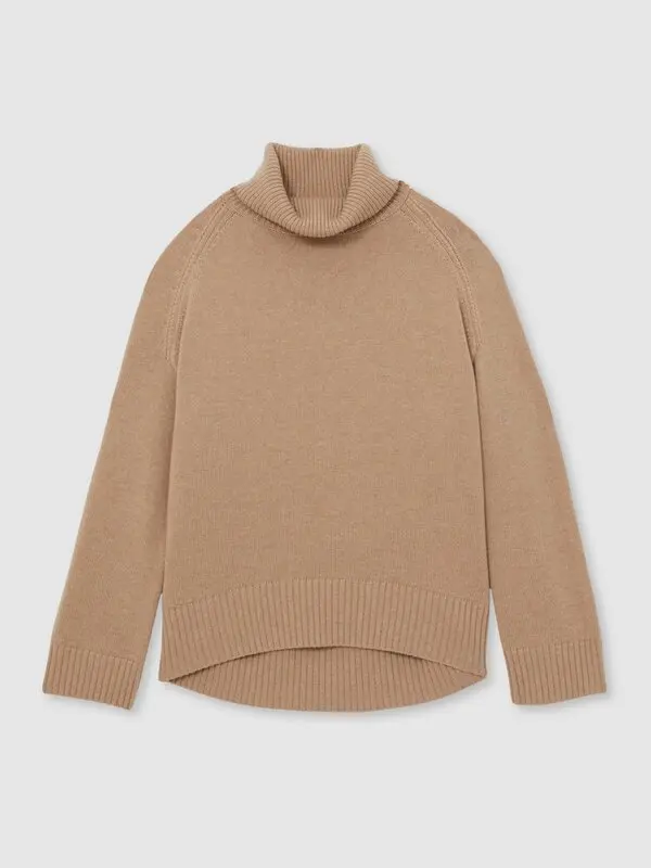 REISS Wool-cashmere Roll-neck Jumper - Camel