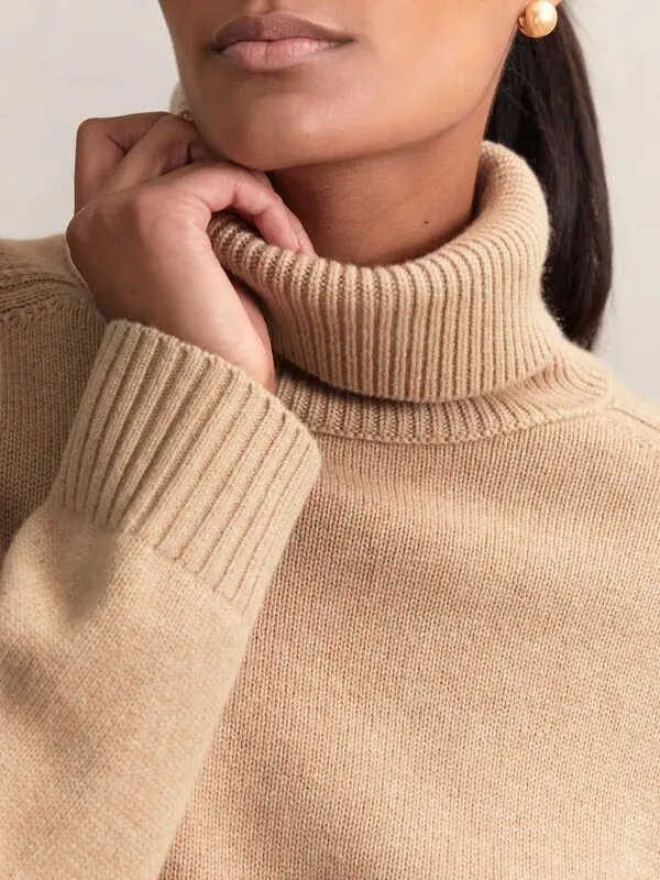 REISS Wool-cashmere Roll-neck Jumper - Camel