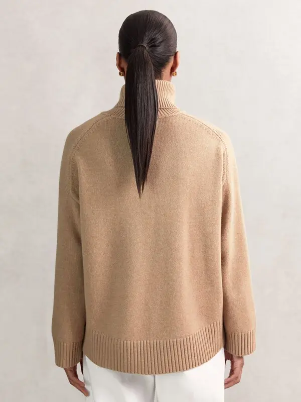 REISS Wool-cashmere Roll-neck Jumper - Camel