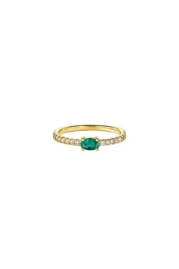 ISA GRUTMAN Oval Emerald And Diamond Ring - Yellow Gold