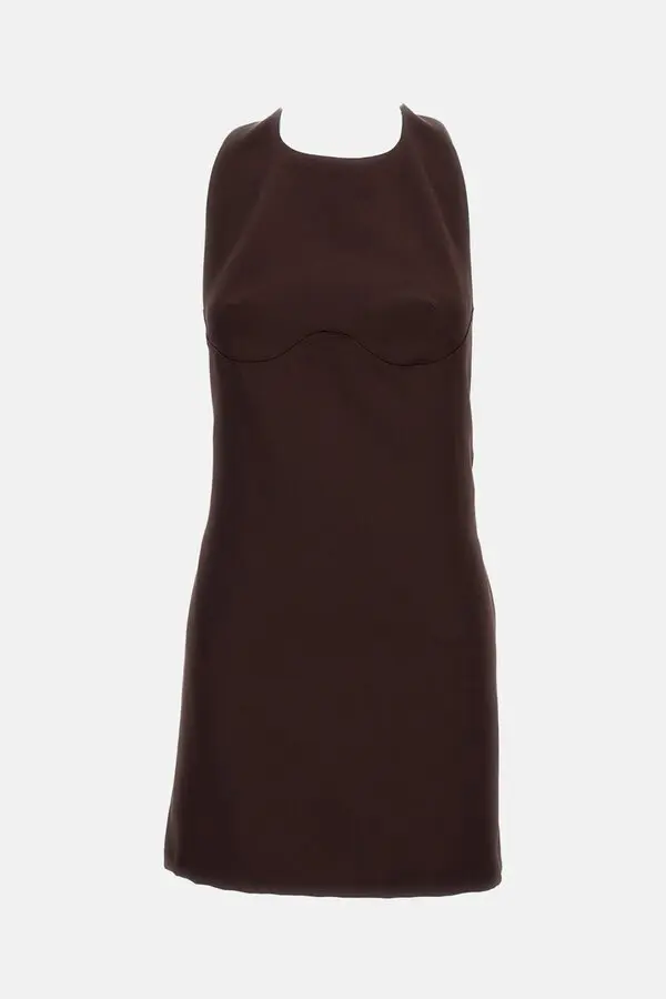 Elisabetta Franchi A-line Duchesse Mini Dress - Marrone