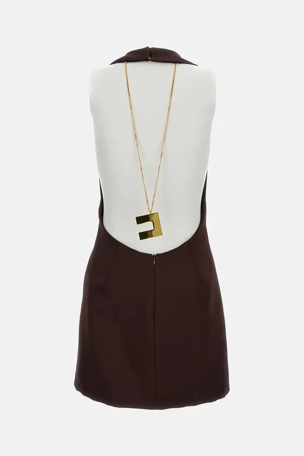 Elisabetta Franchi A-line Duchesse Mini Dress - Marrone
