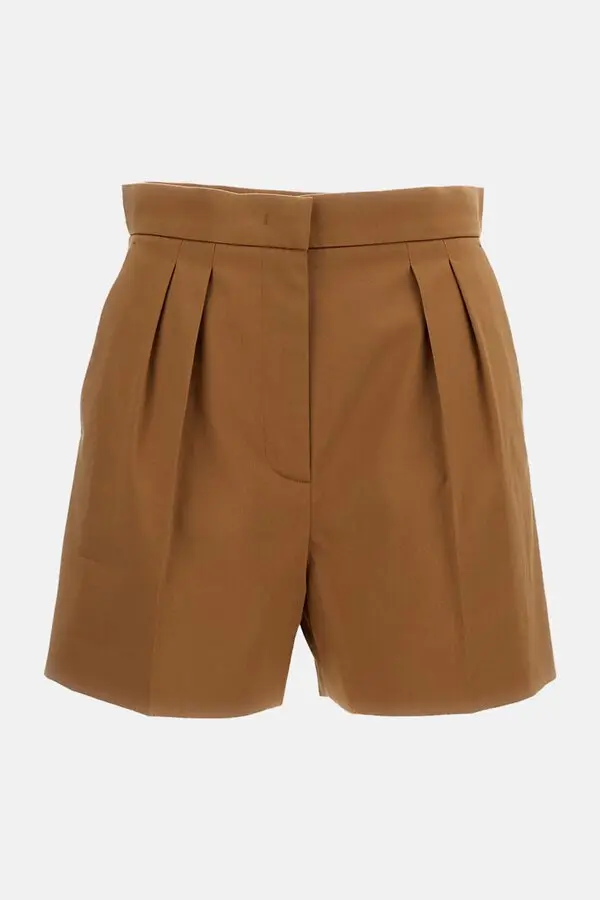 Max Mara Bacco Stretch Cotton Satin Shorts - Brown