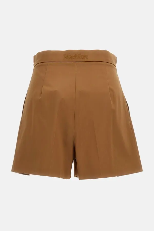 Max Mara Bacco Stretch Cotton Satin Shorts - Brown