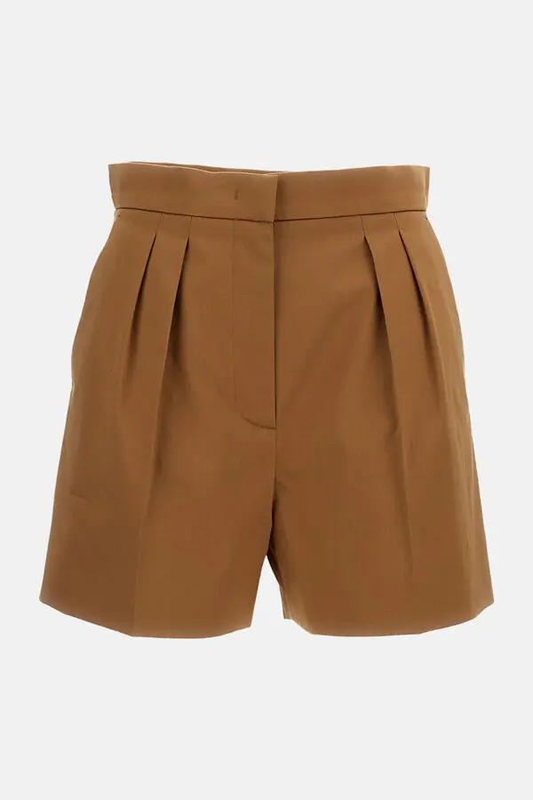 Max Mara Bacco Stretch Cotton Satin Shorts - Brown