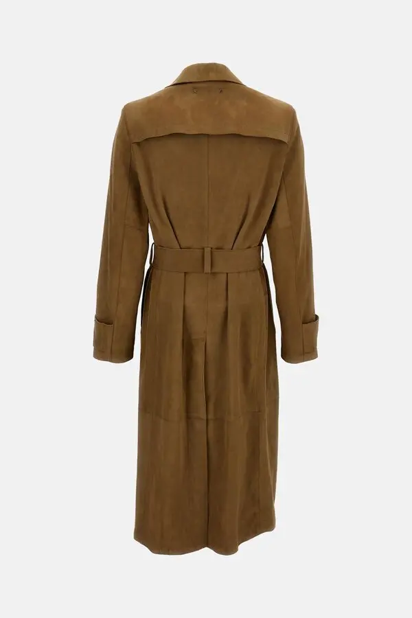 GOLDEN GOOSE Suede Trench Coat - Brown