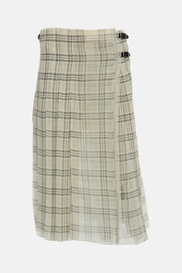 DURAZZI MILANO Midi Plaid Kilt Skirt - Multicolor