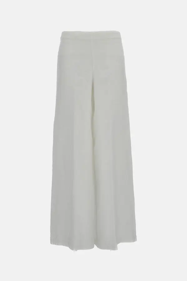 BIFFI Linen Wide-leg Trousers - White