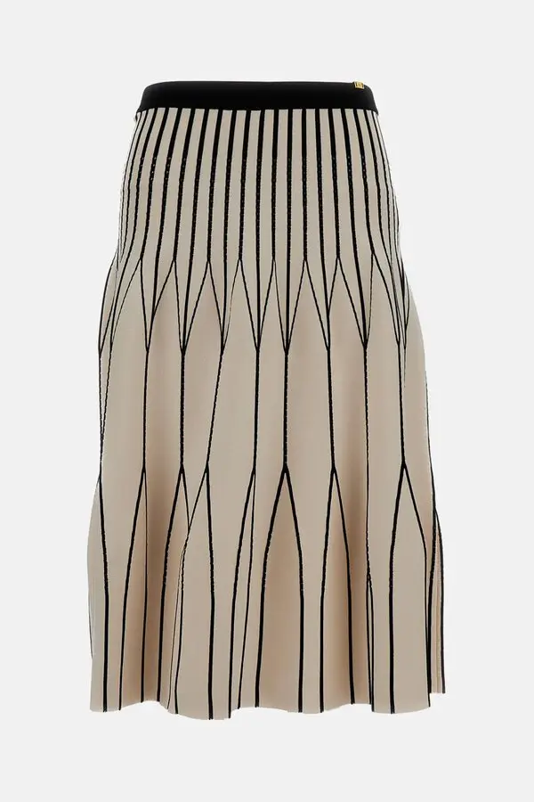 Elisabetta Franchi Knitted Midi Skirt - Beige