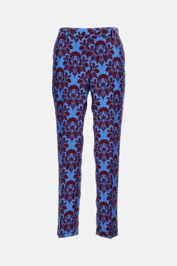 Alberto Biani Silk Damask Trousers - Azzurro