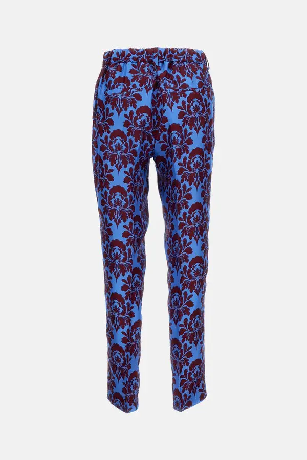 Alberto Biani Silk Damask Trousers - Azzurro
