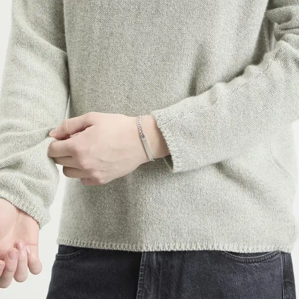 Tom Wood Sterling Rhodium-plated Curb Chain Id Bracelet